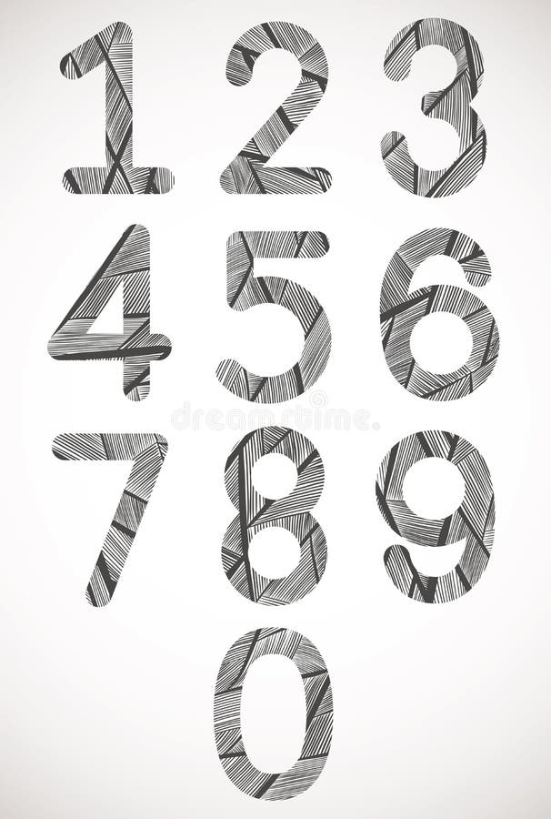 Retro Style Numbers Typeset. Stock Vector - Illustration of serif ...