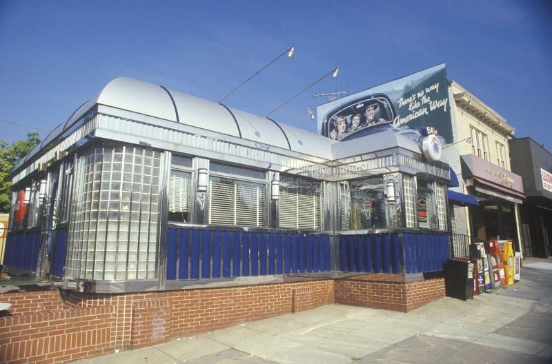 Retro-style outside diner editorial stock image. Image of commerce ...