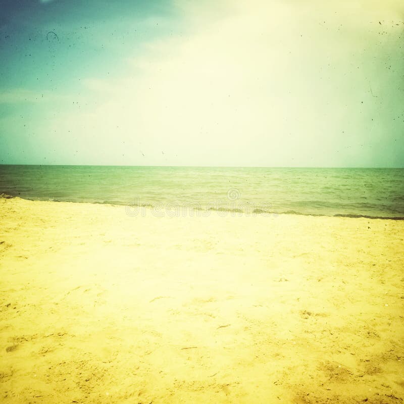 Retro Style Photo of Sea and Sand Beach Stock Image - Image of faded ...