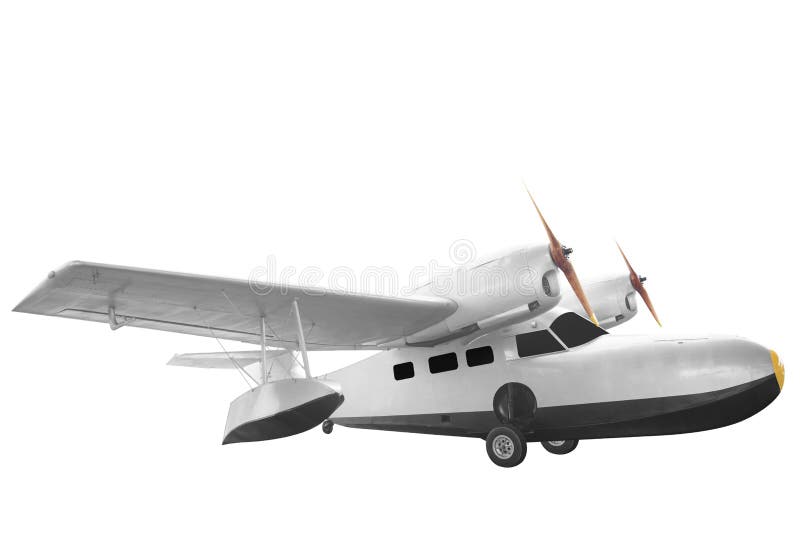 Retro Style Plane Isolated On White Background With Clipping Pa Stock ...