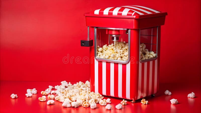 Retro Style Popcorn Machine Filled with Fluffy Yellow Popcorn Stock ...