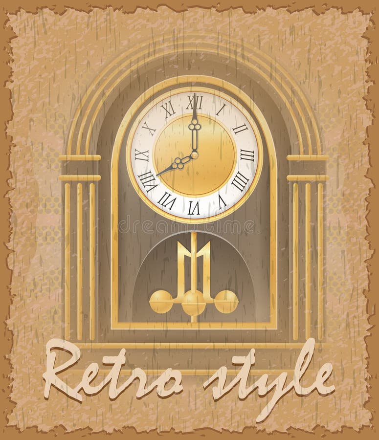 Retro Style Poster Old Clock Vector Illustration Stock Vector ...