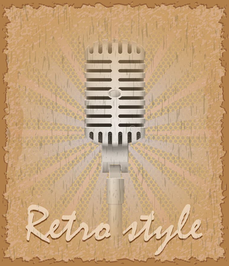 Retro Style Poster Old Microphone Vector Illustration Stock Vector ...