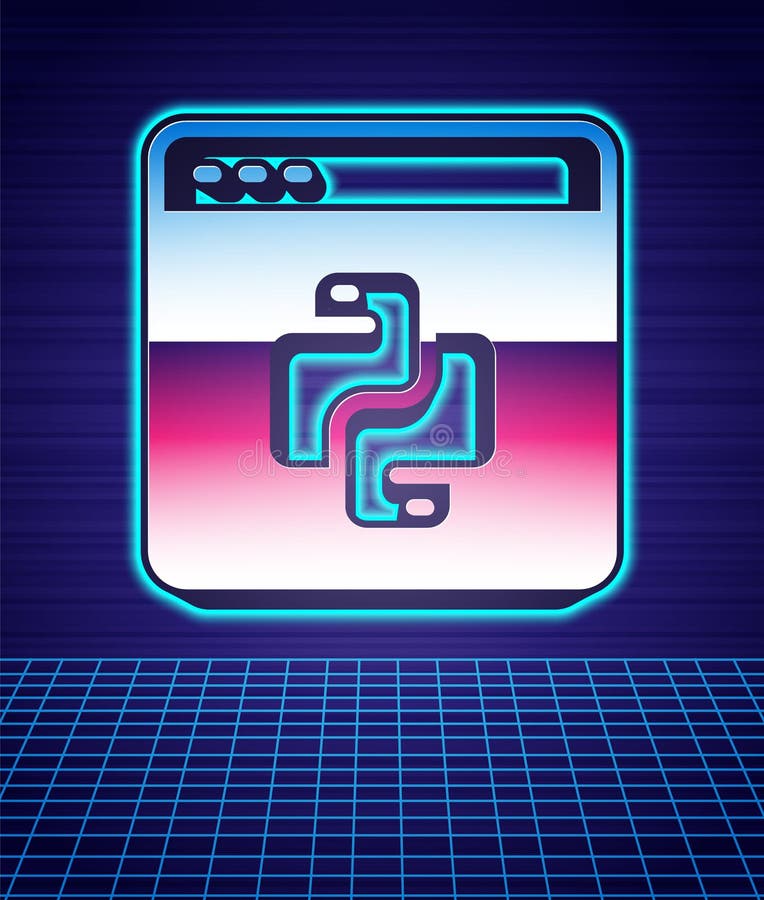 Retro Style Python Programming Language Icon Isolated Futuristic ... Retro Style Python Programming Language Icon Isolated Futuristic ...