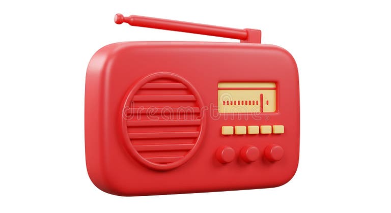 Retro-style Red Radio with a Rounded Rectangular Shape. Features an ...