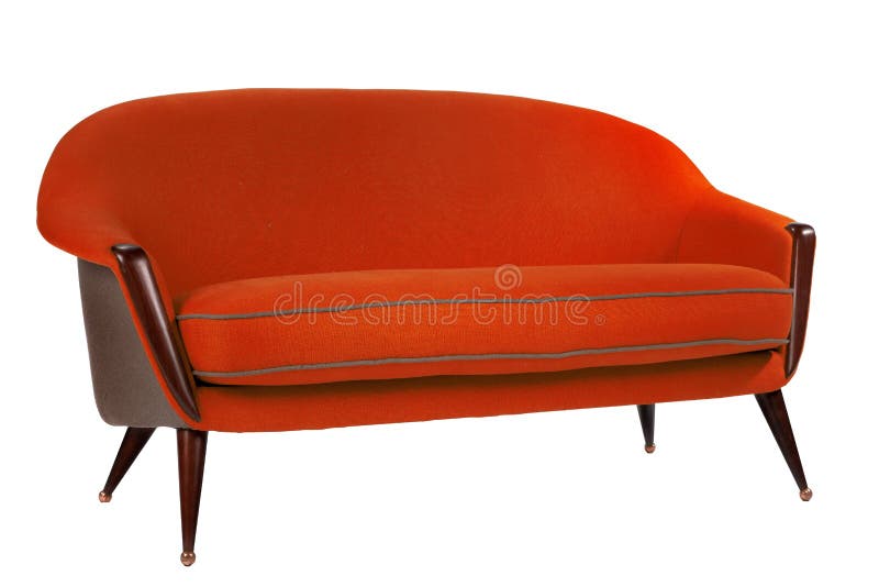 Retro Style Red Sofa Sixties Style Antique Stock Photo - Image of path ...