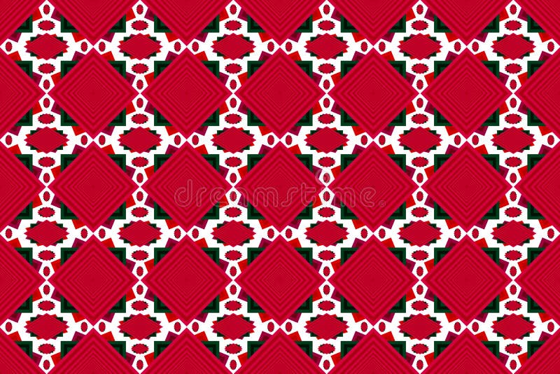 Retro Style Seamless Fabric Pattern with Red Square Flower Pattern with ...