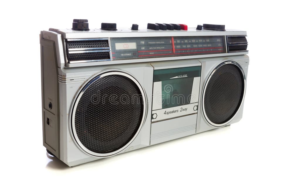 Retro Style Silver Boom Box Stock Image - Image of party, recorder ...