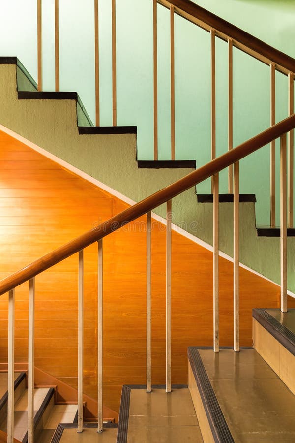 Retro style Staircase stock photo. Image of office, glass - 68870560