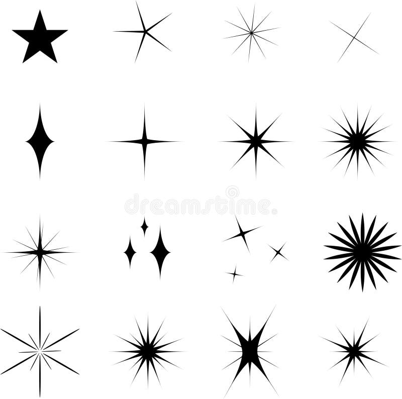 Retro Style Stars and Sparkles Stock Illustration - Illustration of ...