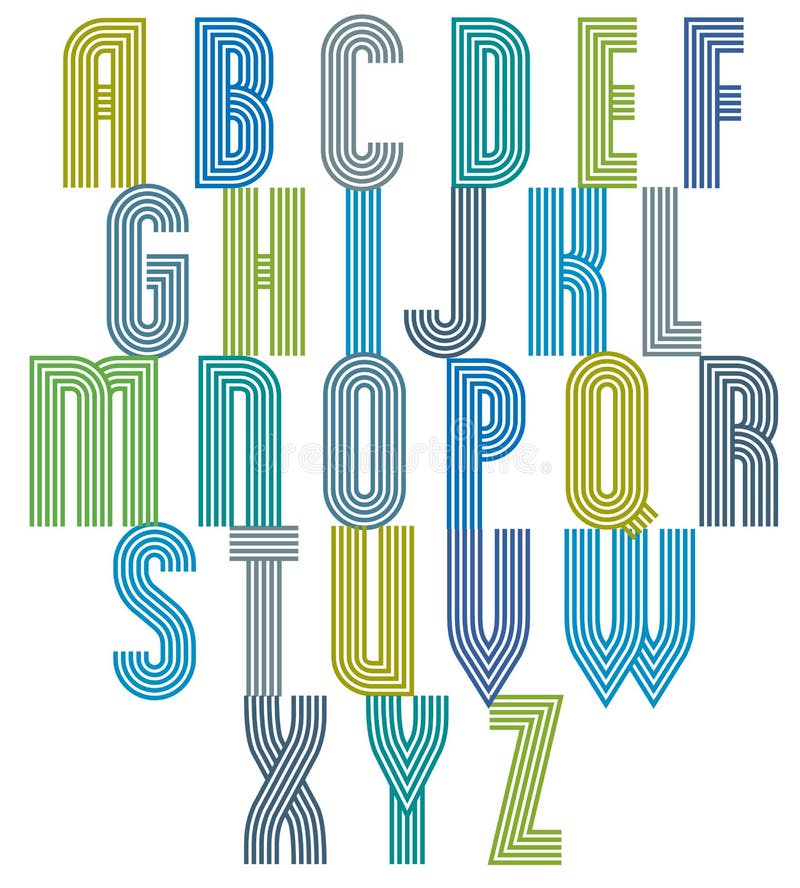 Retro Stripe Geometric Font, Retro Style Typeface Made with Straight ... Retro Stripe Geometric Font, Retro Style Typeface Made with Straight ...