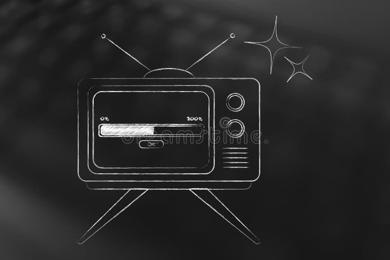 Retro Style Television with Progress Bar Loading on Screen Stock ...