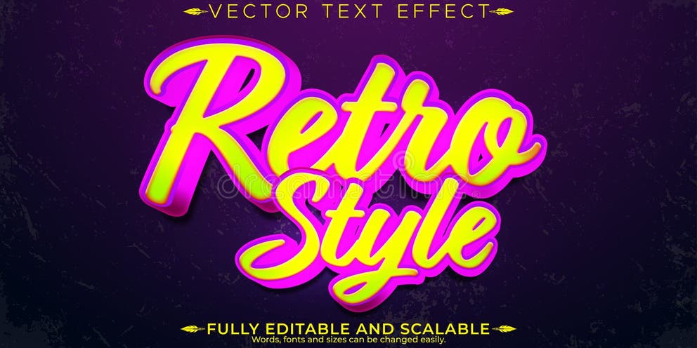 Retro Style Text Effect, Editable Vintage Text Style Stock Vector ...
