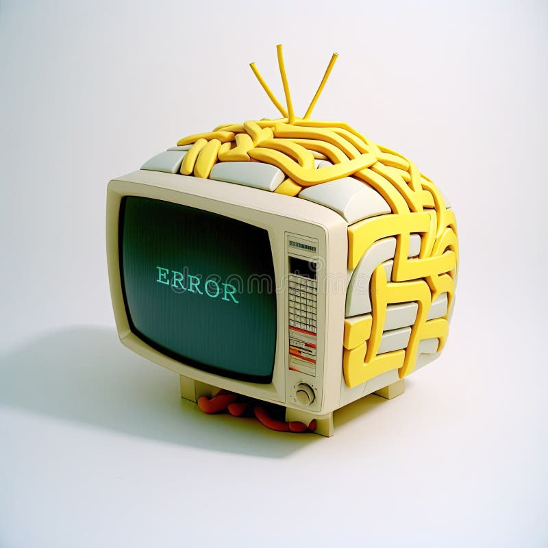 Retro Style Tv Receiver or Computer with Brain Structure. Generative AI ...