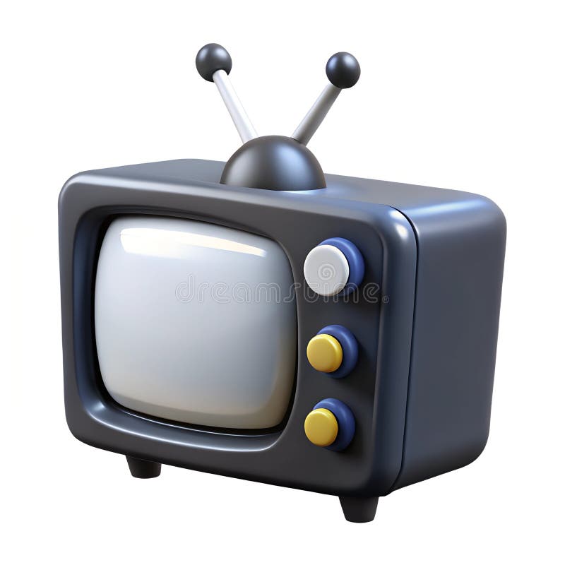 Retro TV, 3D Illustration, on White Background Stock Illustration ...