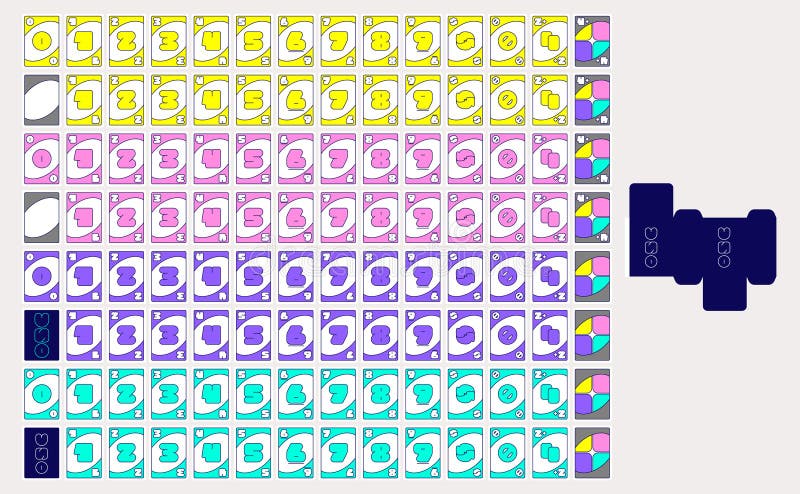 Retro Style Uno Card Game. Vector Illustration, Isolated Objects ...