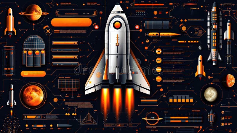 Retrostyle Vector Space Exploration Infographic Stock Illustration ...