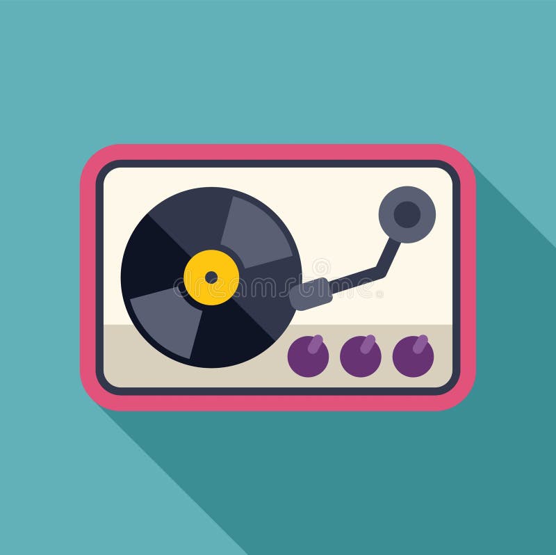 Retro Style Vinyl Record Player Playing Music Icon Stock Vector ...