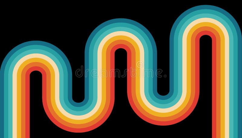 Retro Style Wave Line Lines 70s Background. Vector Illustration Stock ...