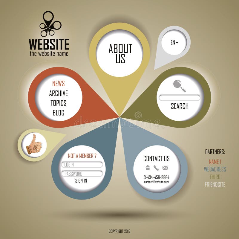 Retro Style Website Template. Stock Vector - Illustration of button ...