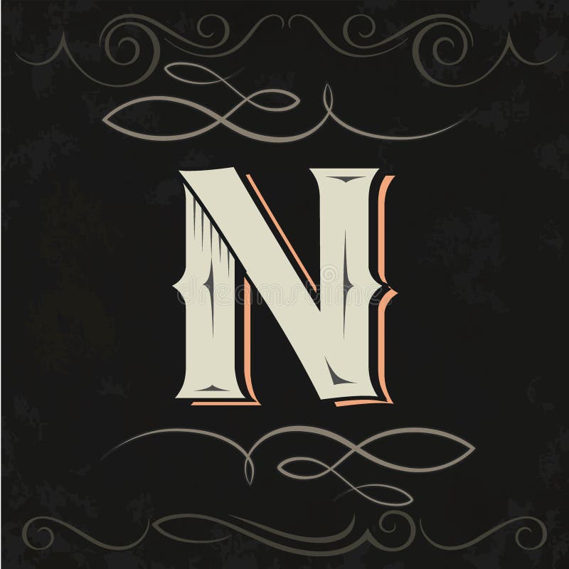 Retro Style. Western Letter Design. Letter N Stock Vector ...