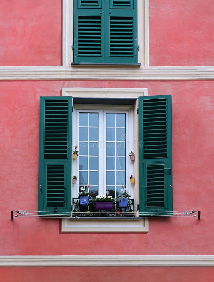 Retro Style Window Open Blinds Stock Image - Image of facade, glass ...
