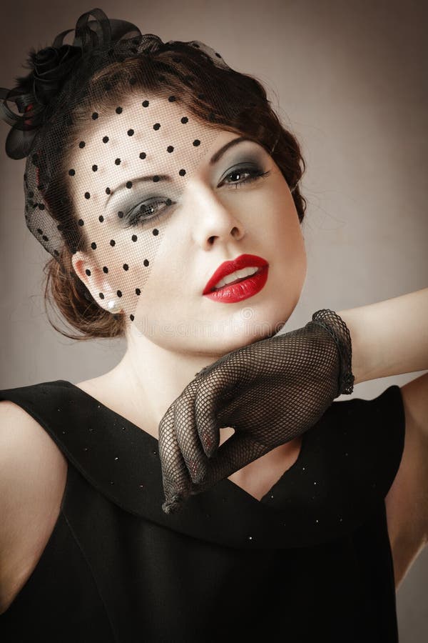 Retro style woman portrait stock image. Image of charming - 21576813