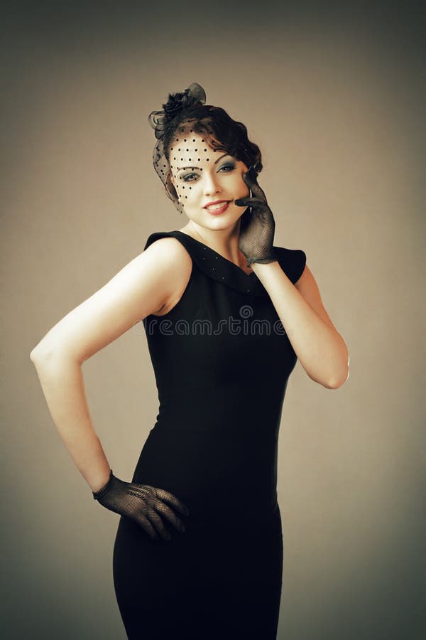 Retro style woman portrait stock photo. Image of face - 21803144