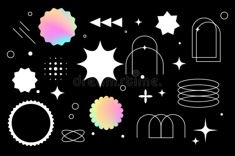 Retro Style Y2k Geometric Shapes Element in Set Stock Vector ...