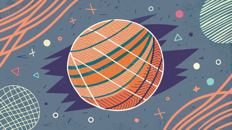 Retro Styled Abstract Space Background with Planetary Objects Stock ...