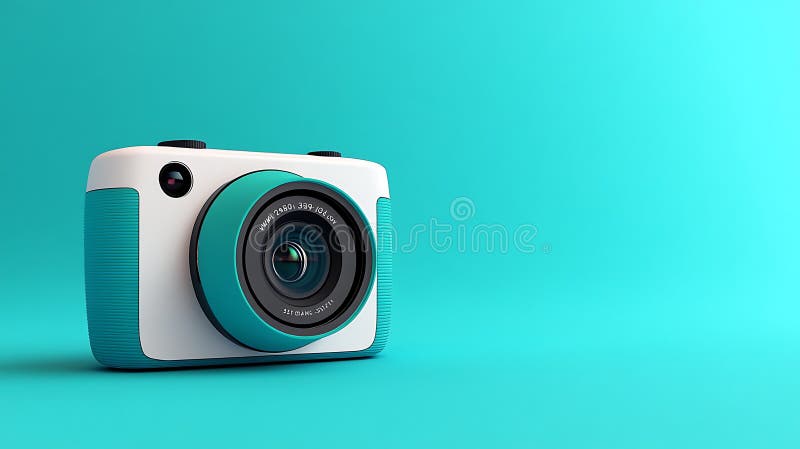 Retro Styled Camera with Teal Background and Modern Design Stock ...