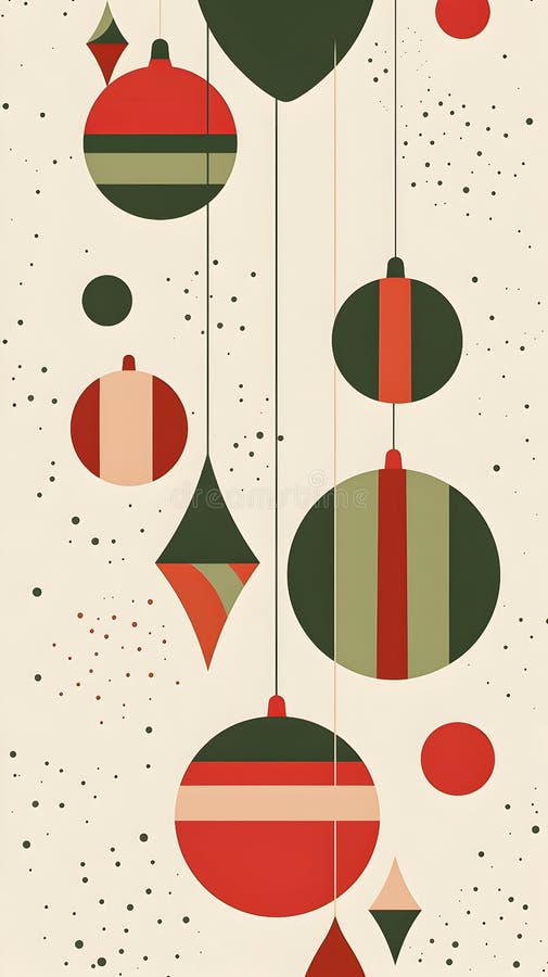 Retro Styled Christmas Ornaments with Abstract Patterns in a Vertical ...