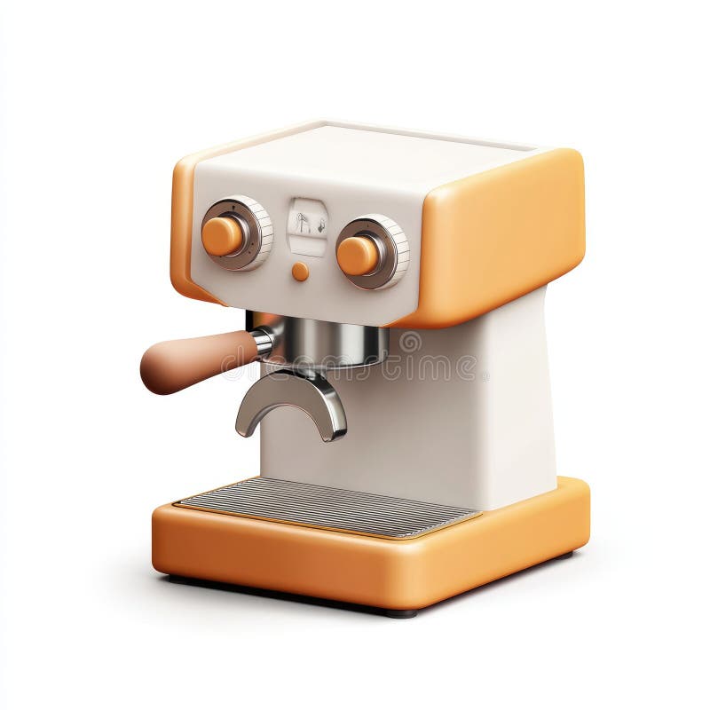 Stylish Retro Espresso Machine in Orange and White Stock Illustration ...