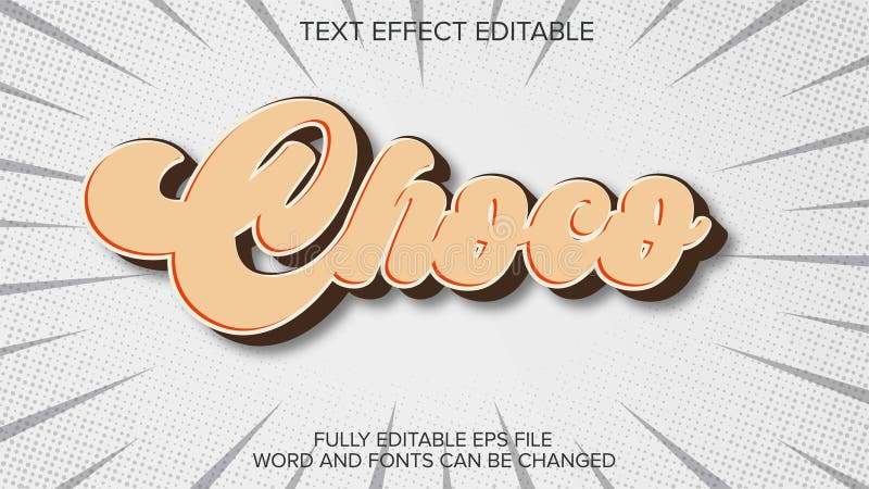 3d Text Effect Choco Vector Editable Stock Illustration - Illustration ...