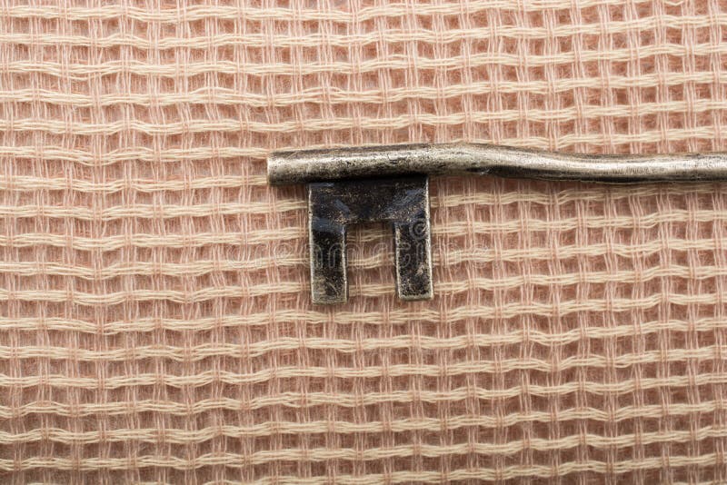 Retro Styled Decorative Key on Fabric Texture Stock Photo - Image of ...
