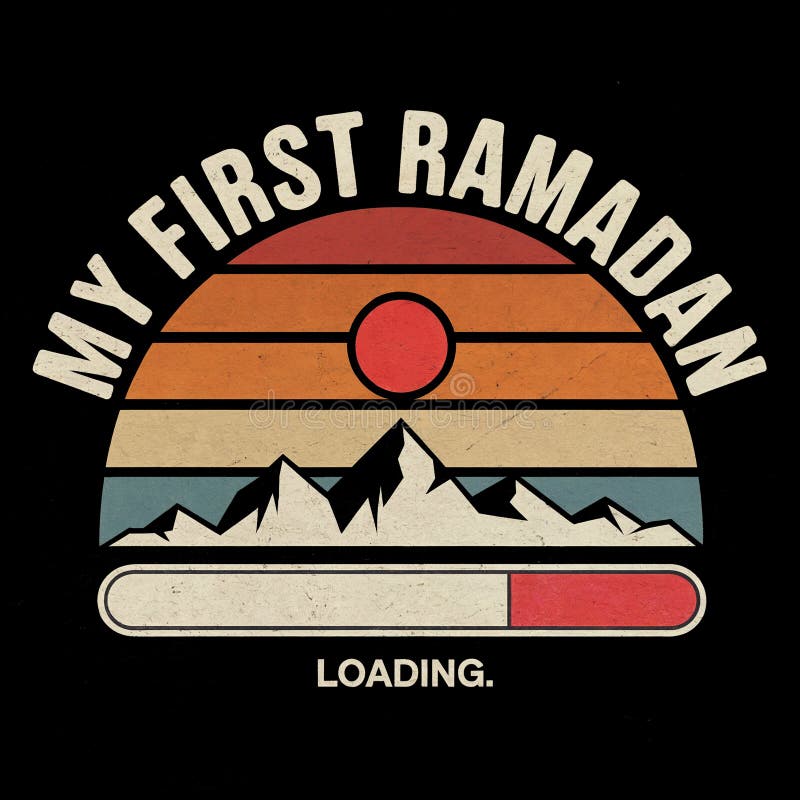 A Retro-styled Graphic Features the Words My First Ramadan with Loading ...