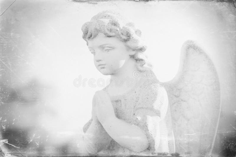 Retro Styled Image of an Ancient Statue of Angel. Horizontal Image ...