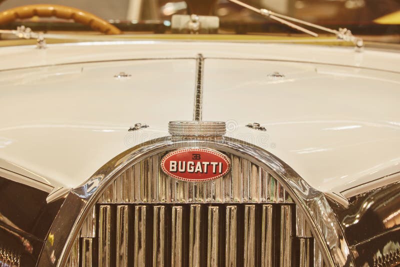 Retro Styled Image of a Classic White Bugatti Limousine Car in Essen ...
