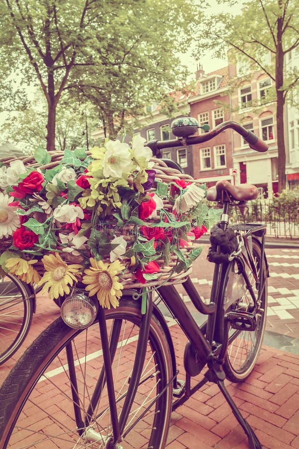 Retro Styled Image of a Dutch Bicycle in Amsterdam Stock Photo - Image ...