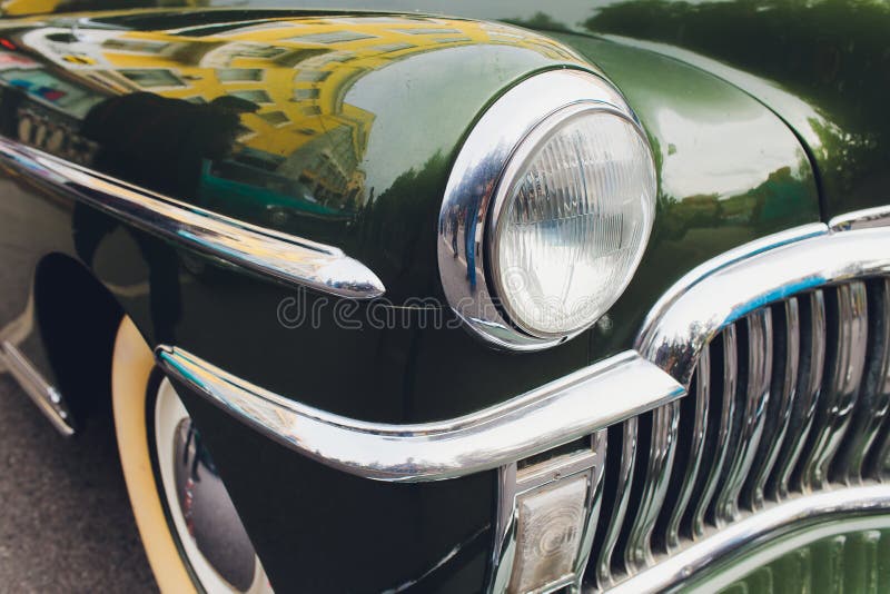 Retro Styled Image of a Front of a Classic Car. Stock Image - Image of ...