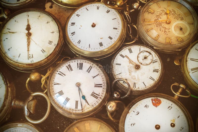 Retro Styled Image of Old Pocket Watches Stock Photo - Image of antique ...