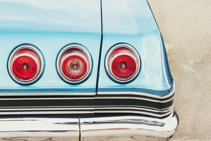 Rear End of a Blue Classic Car Stock Image - Image of shiny ...