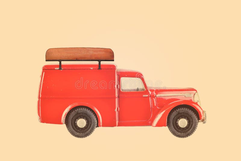 Vintage Small Delivery Van with Wooden Empty Signboard on Top Stock ...
