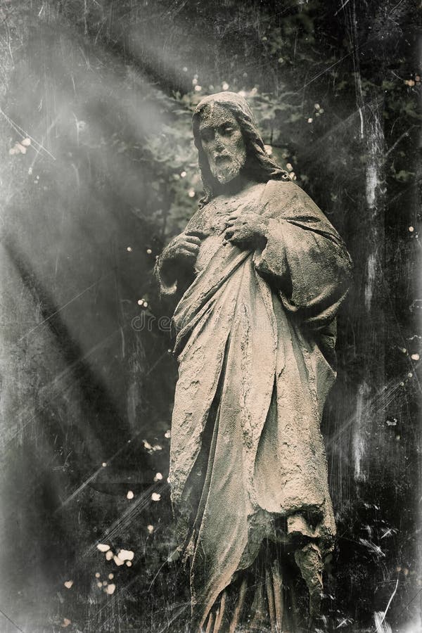 Retro Styled Jesus Christ Ancient Statue Stock Image - Image of ...