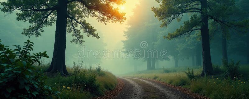 Retro Styled Misty Forest Scene, Vintage Filter, Grey, Nature Stock ...