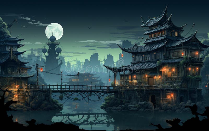 Retro-Styled Pixel Art Wallpaper, Classic Game Scenes. Generative AI ...