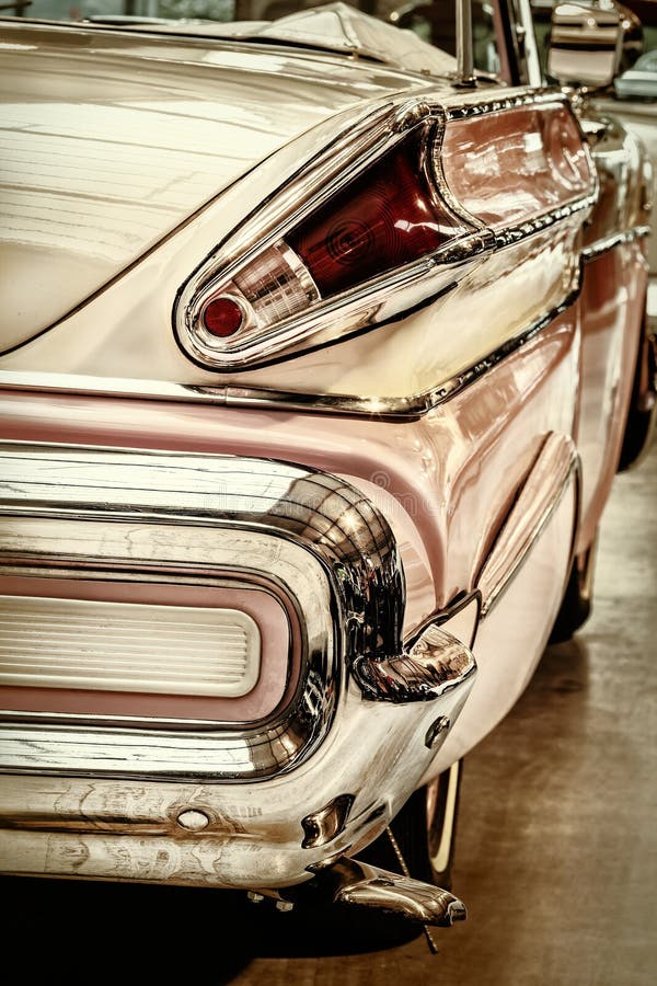 Rear End of a Pink Classic Car Stock Image - Image of iconic, view ...
