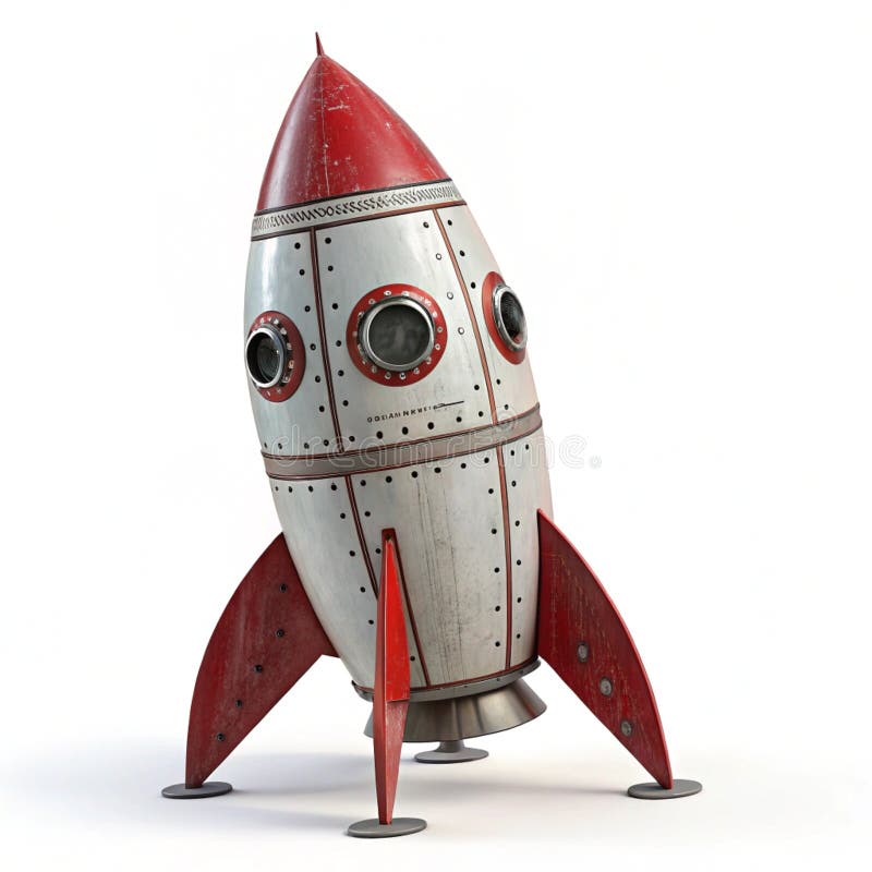 Retro Rocket Ship Illustration Isolated on White Background Stock ...