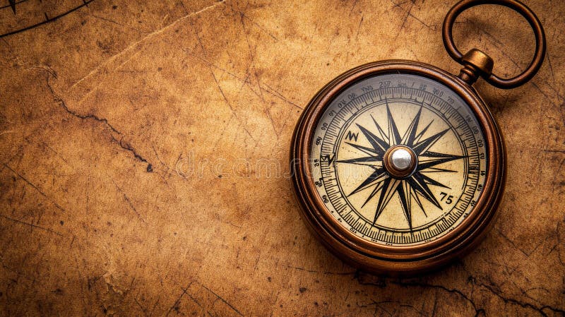 Retro-styled Sea Compass Set Against an Abstract Map Background, Evokes ...