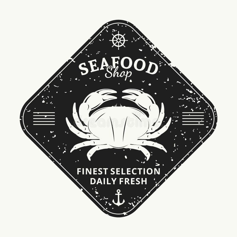 Seafood Shop Label Template Stock Illustration - Illustration of cafe ...